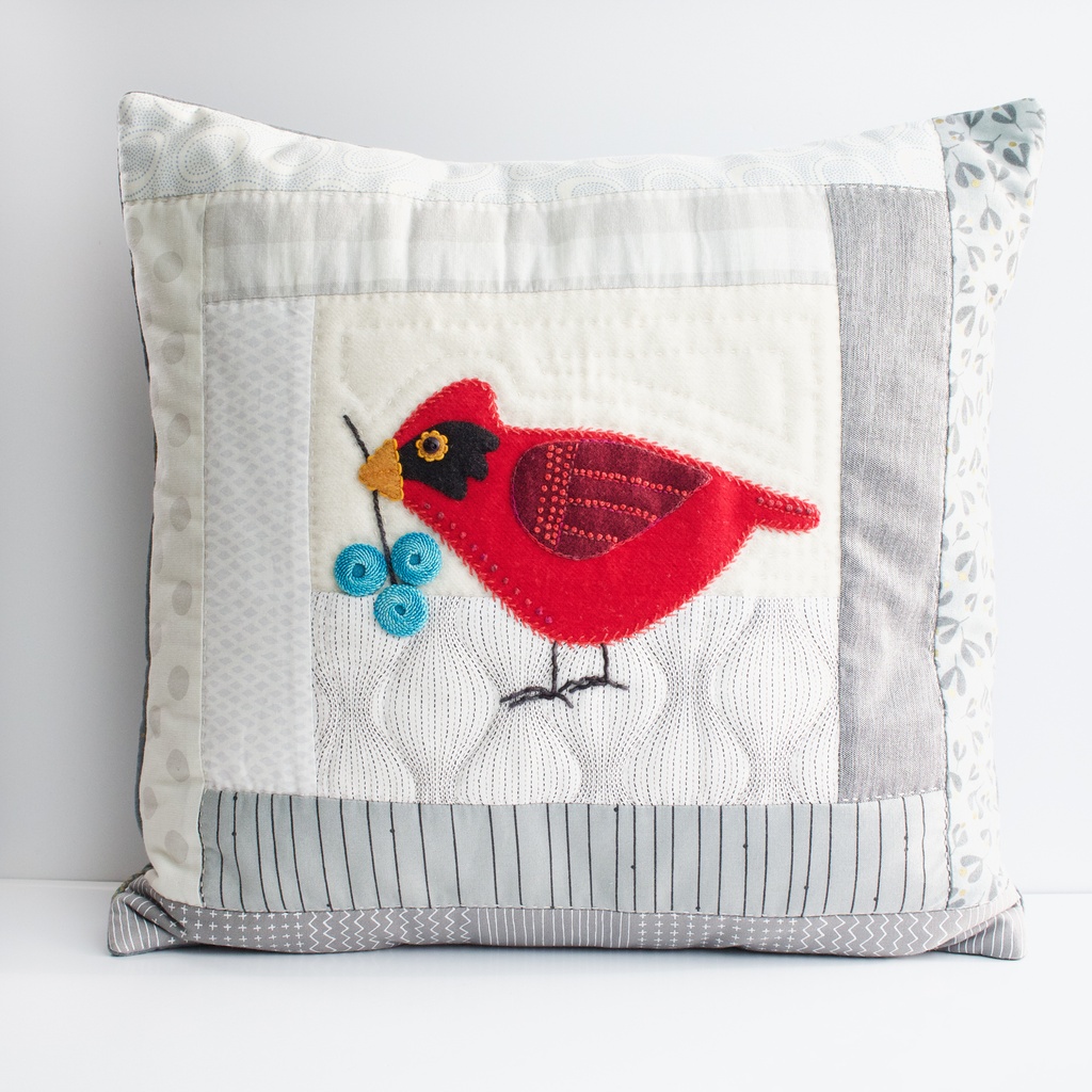 Cardinal Pillow | Sue Spargo Folk Art Quilts